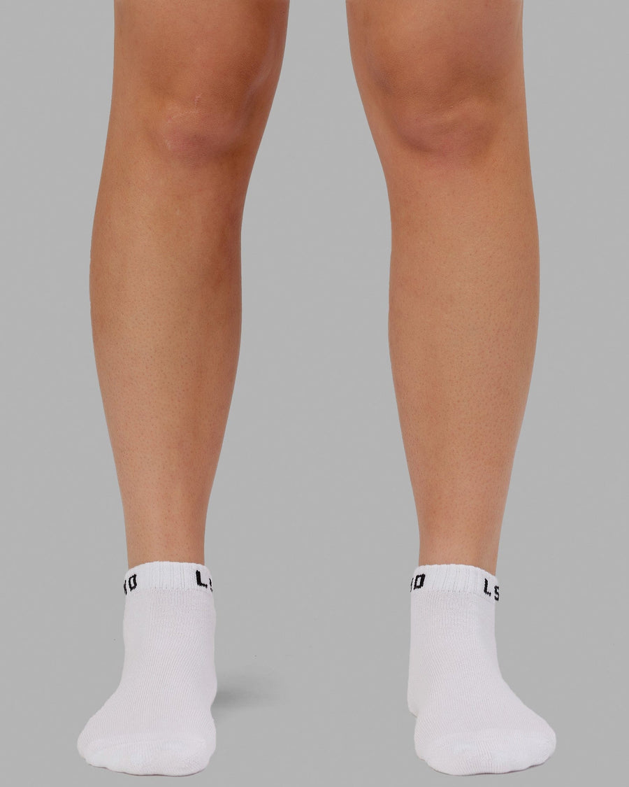 Daily 3 Pack Ankle Socks - White | LSKD