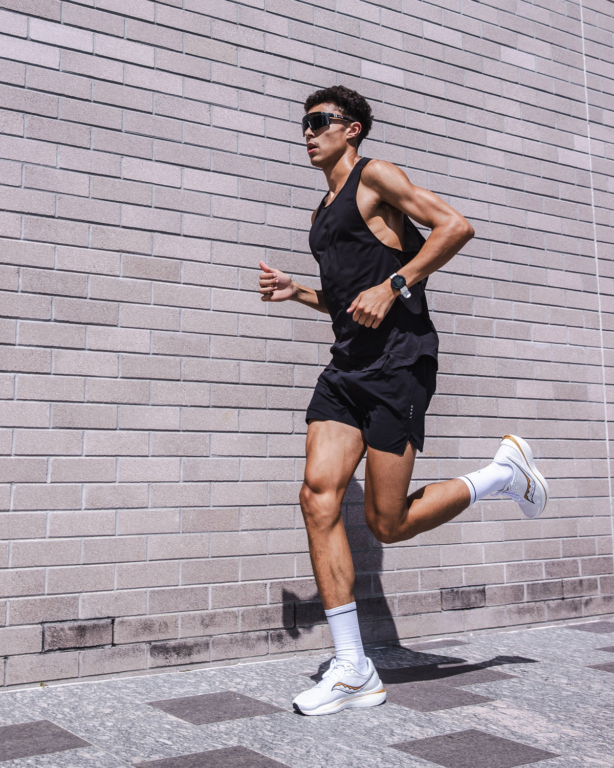 Mens Pace Running Tank - Black | LSKD