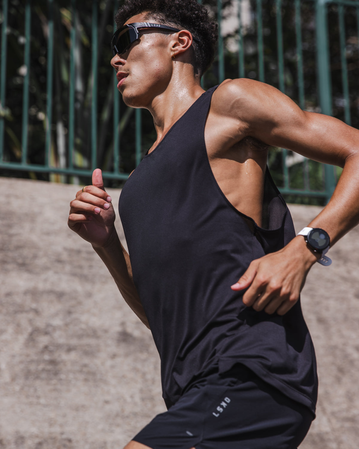 Mens Pace Running Tank - Black | LSKD