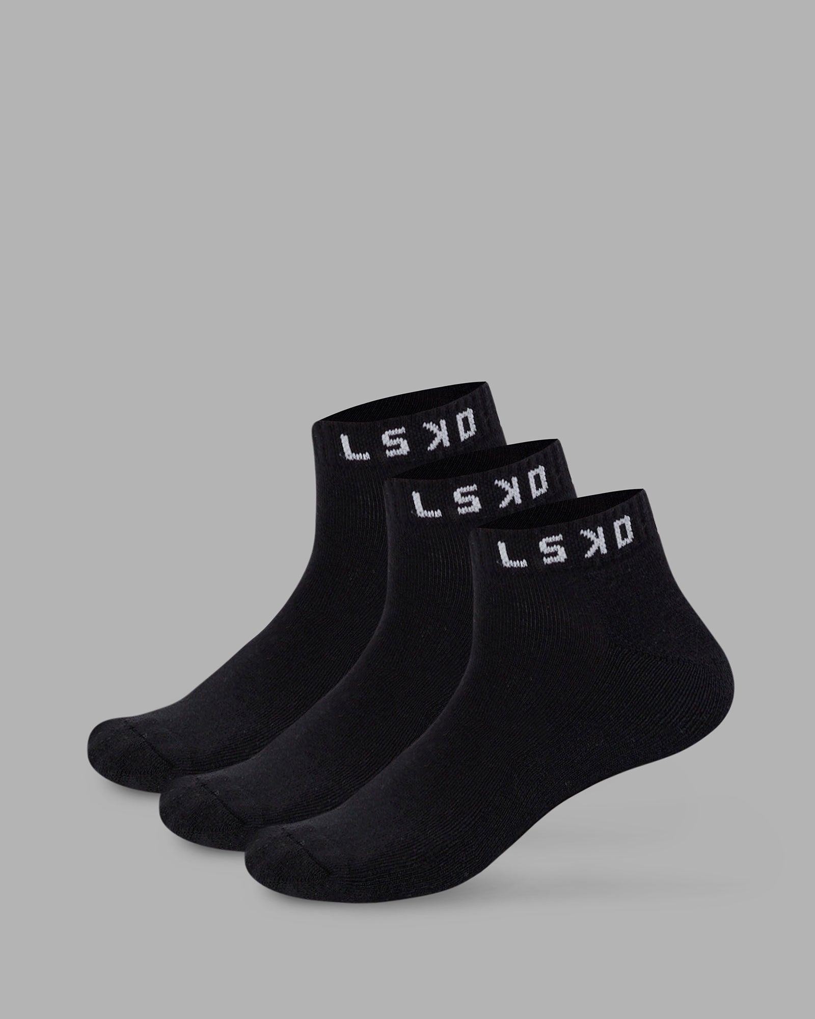 Daily 3 Pack Ankle Socks - Black | LSKD