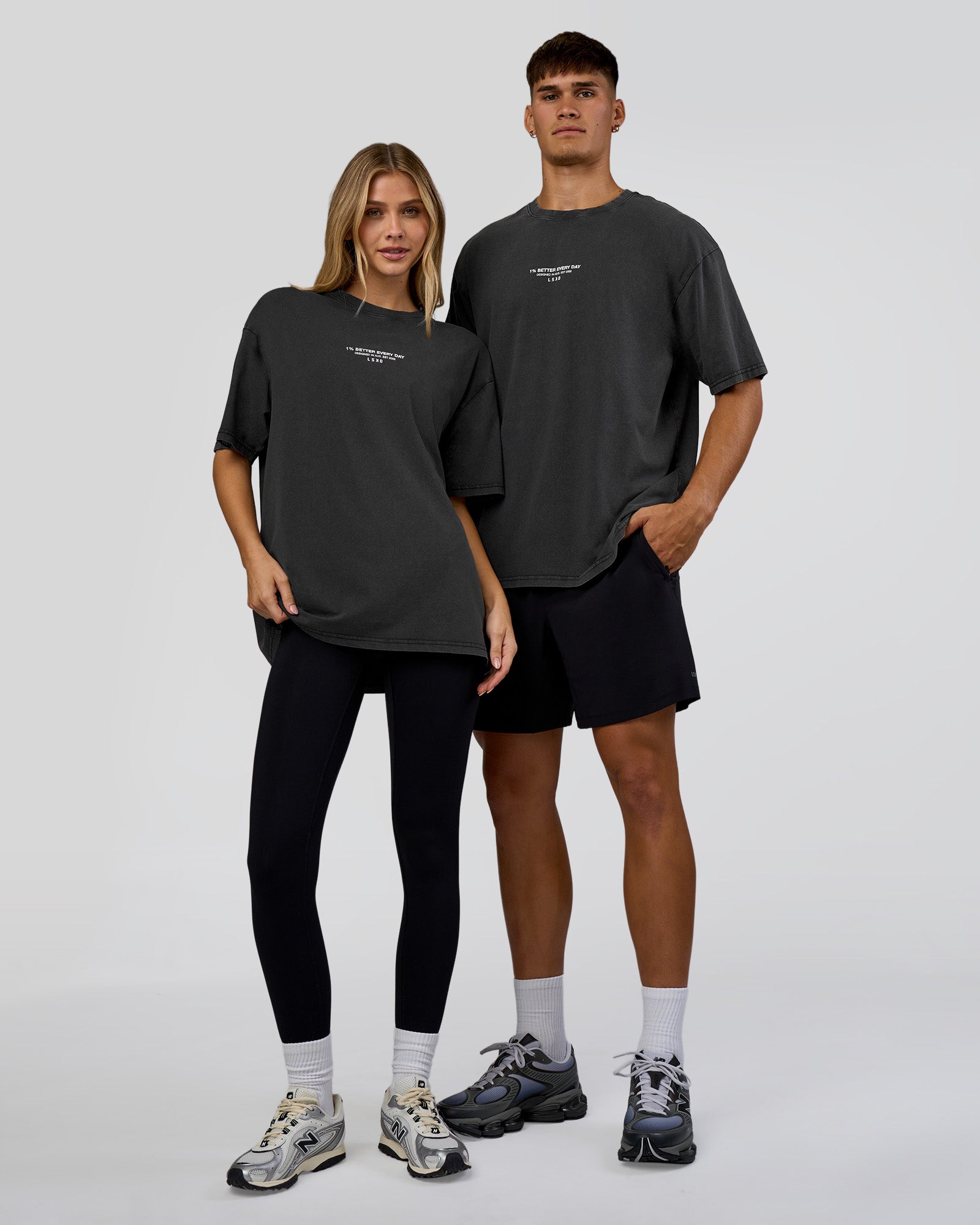 1% Better Every Day EST FLXCotton Oversized Tee - Black Washed | LSKD