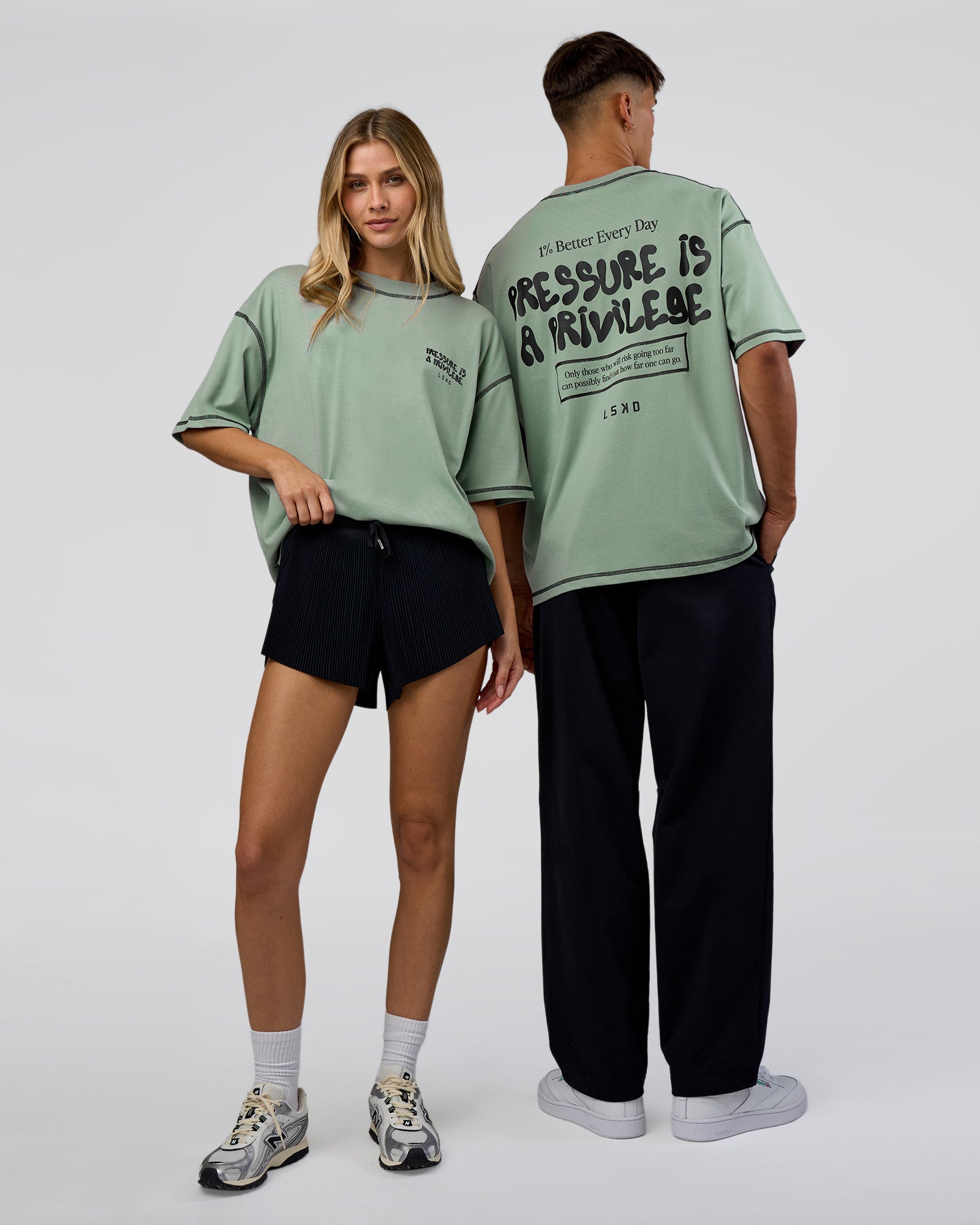 Pressure is Privilege Oversized Tee - Iceberg Green-Black | LSKD