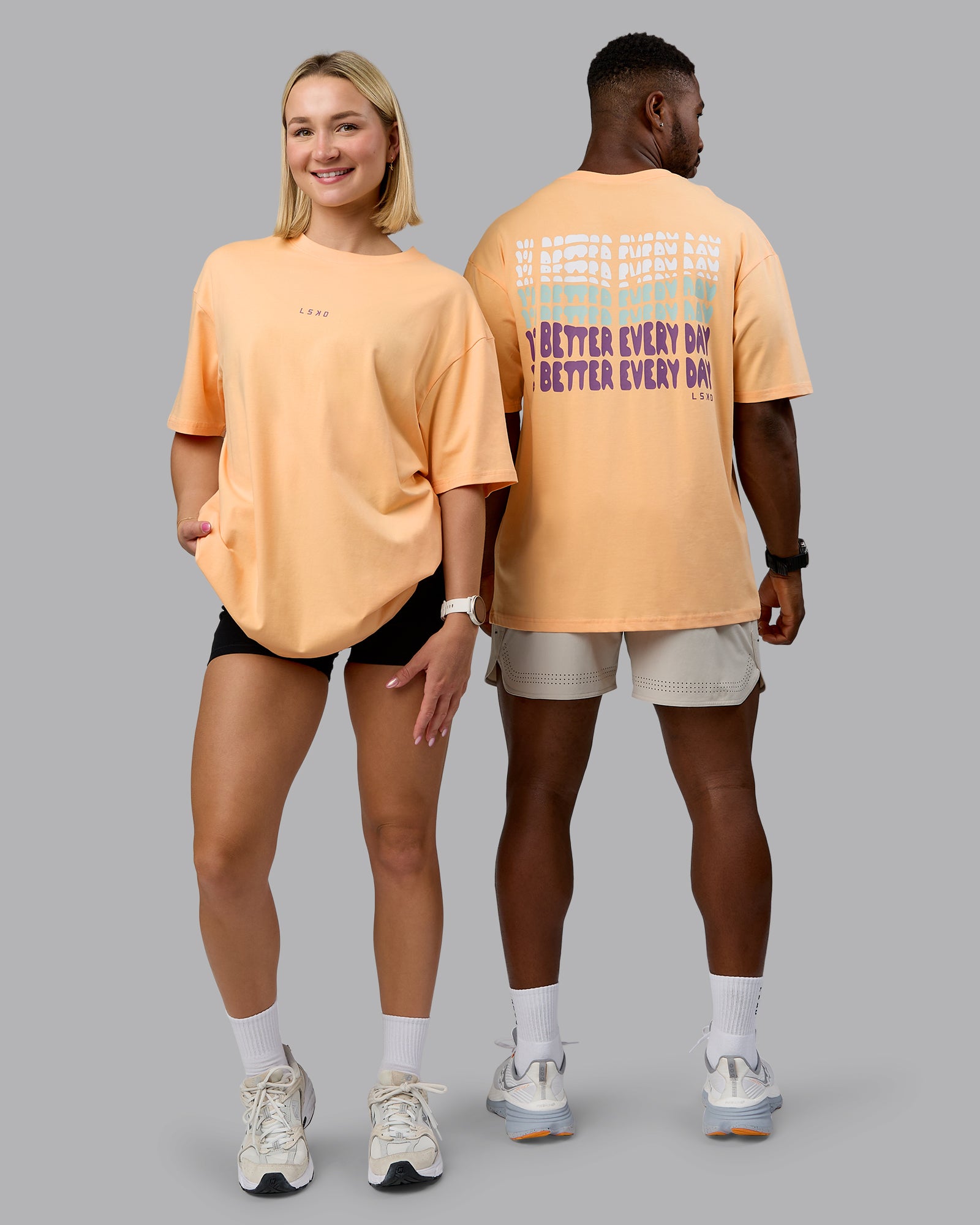 Unisex On Repeat FLXCotton Oversized Tee - Peach Fuzz-White Unisex On Repeat FLXCotton Oversized Tee - Peach Fuzz-White