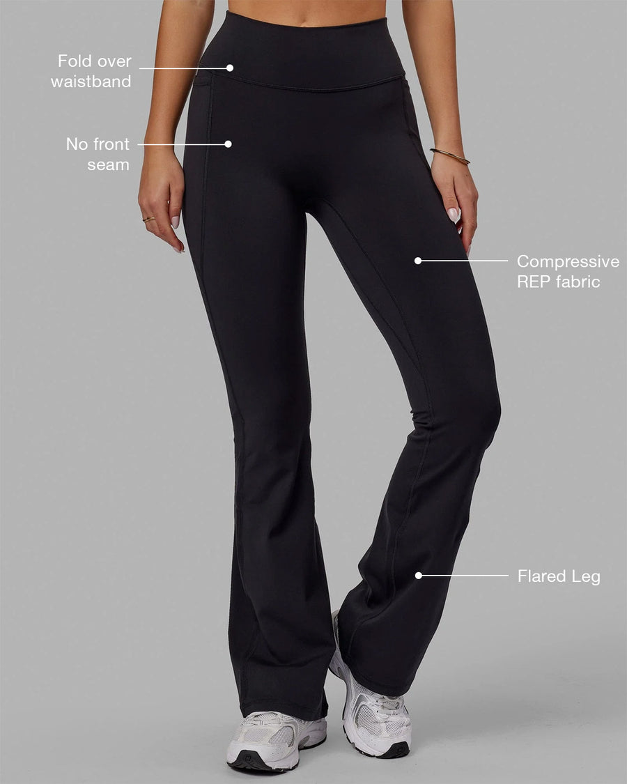 Fusion Ultra High-Rise Flared Legging Pockets - Black | LSKD