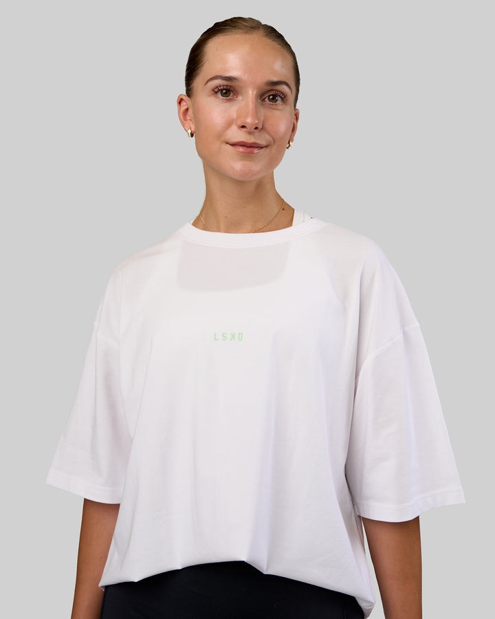 Together We Rise FLXCotton Oversized Tee - White-Solar Lime | LSKD