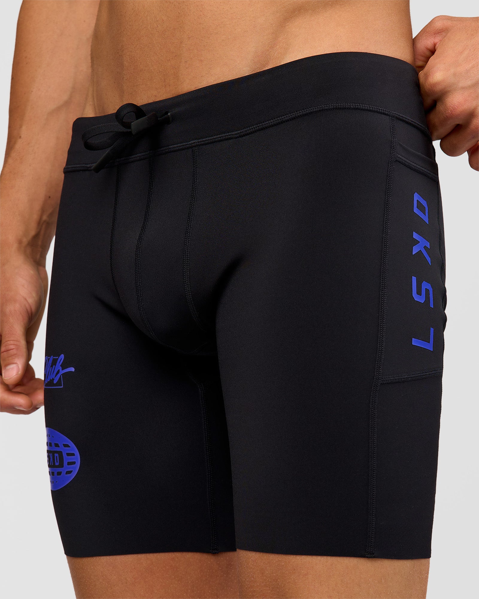 Race Day 8" Short Tights - Black-Electric Indigo | LSKD