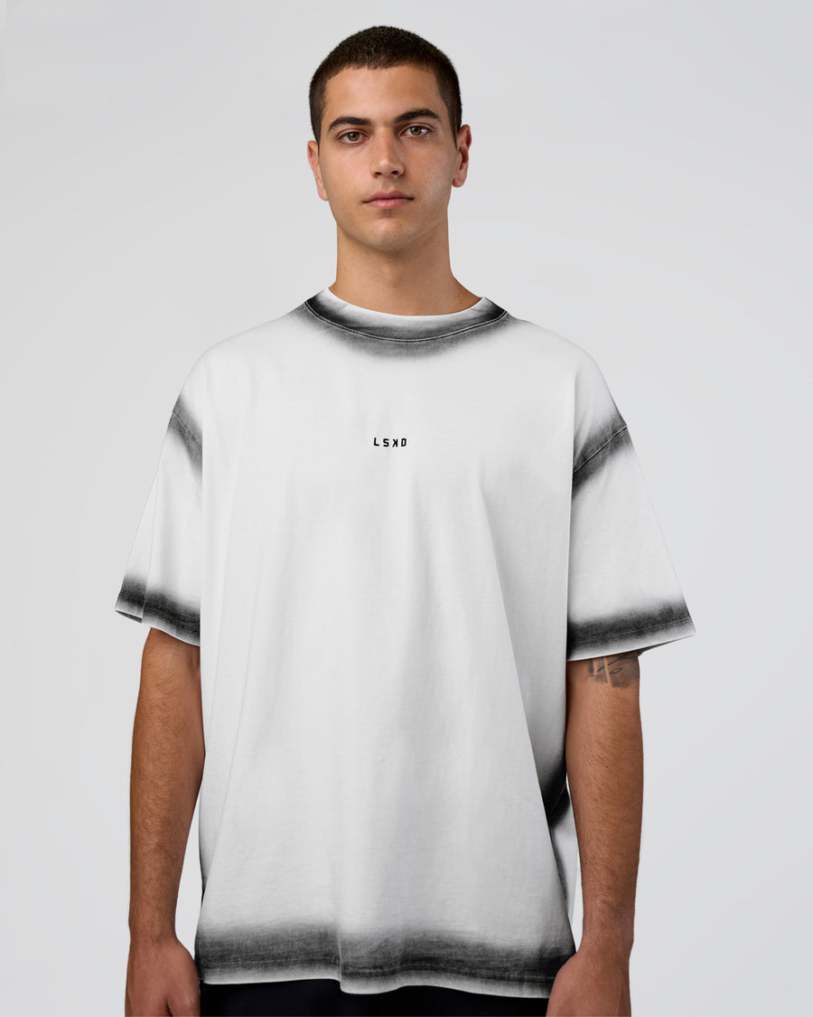 Urban Blur Heavyweight Unisex Oversized Tee - White-Black | LSKD
