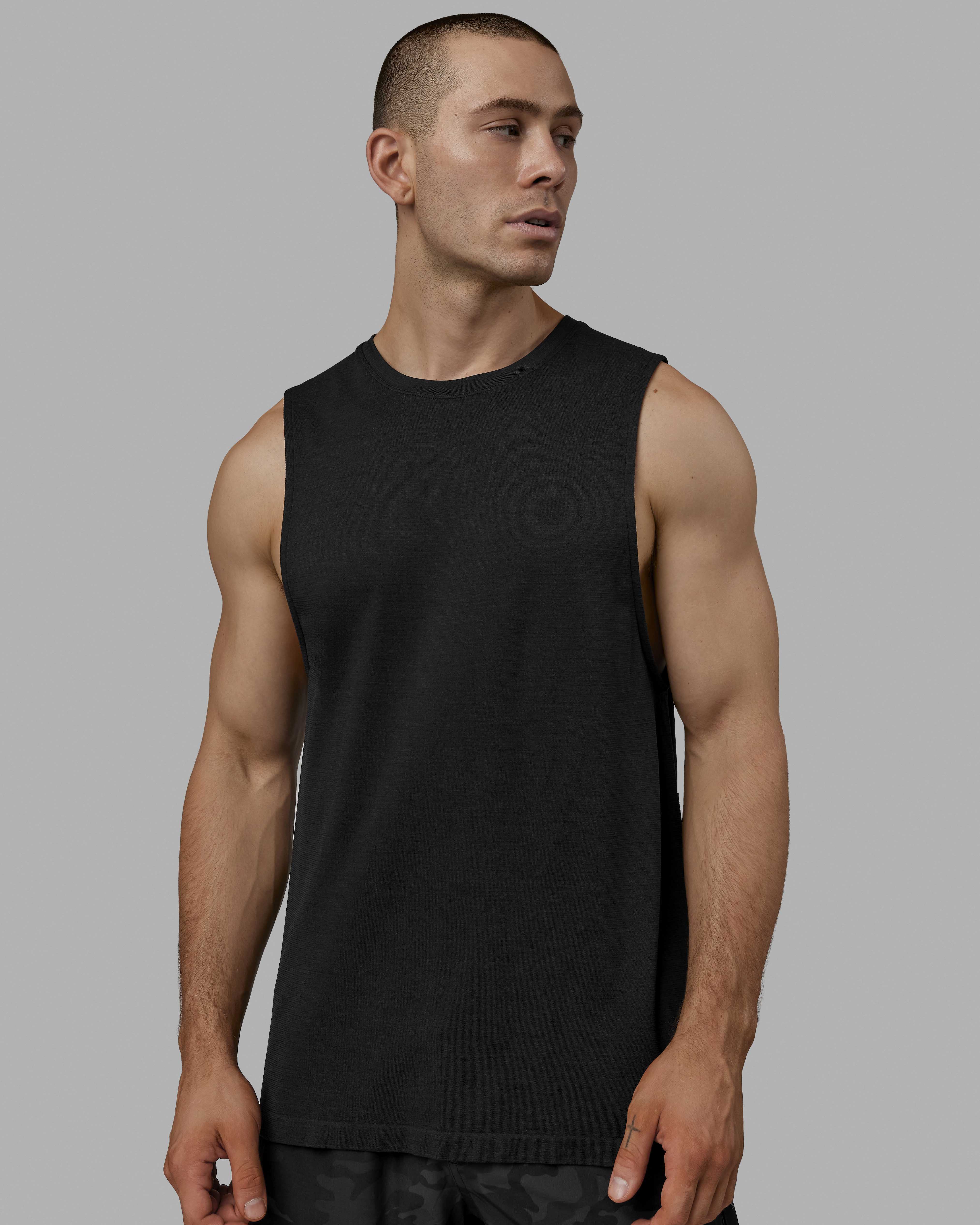 Mens AeroFLX+ Seamless Muscle Tank - Black Marl | LSKD