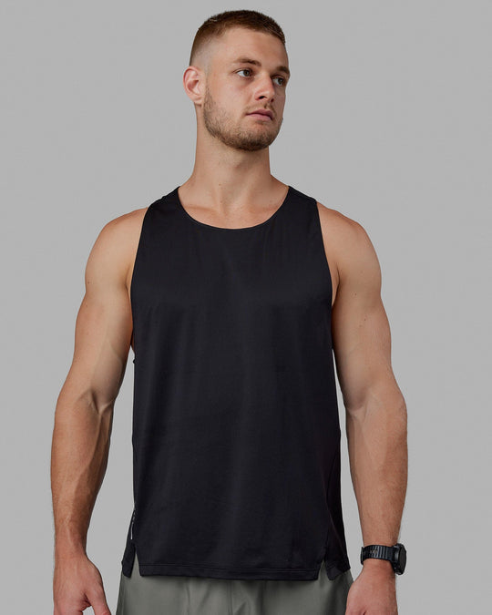 Mens Pace Running Tank - Black | LSKD