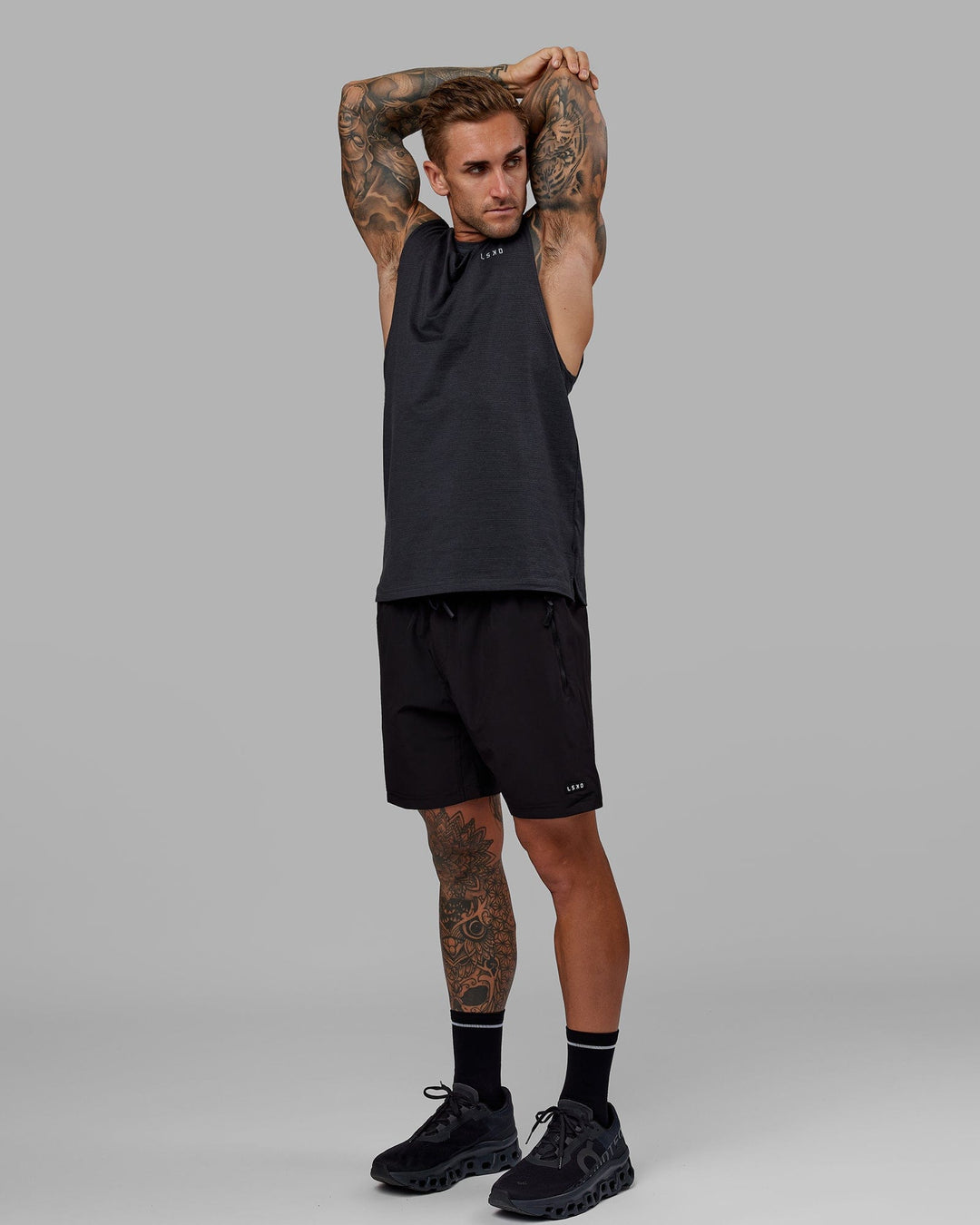 Rep 7" Performance Shorts - Black-White | LSKD