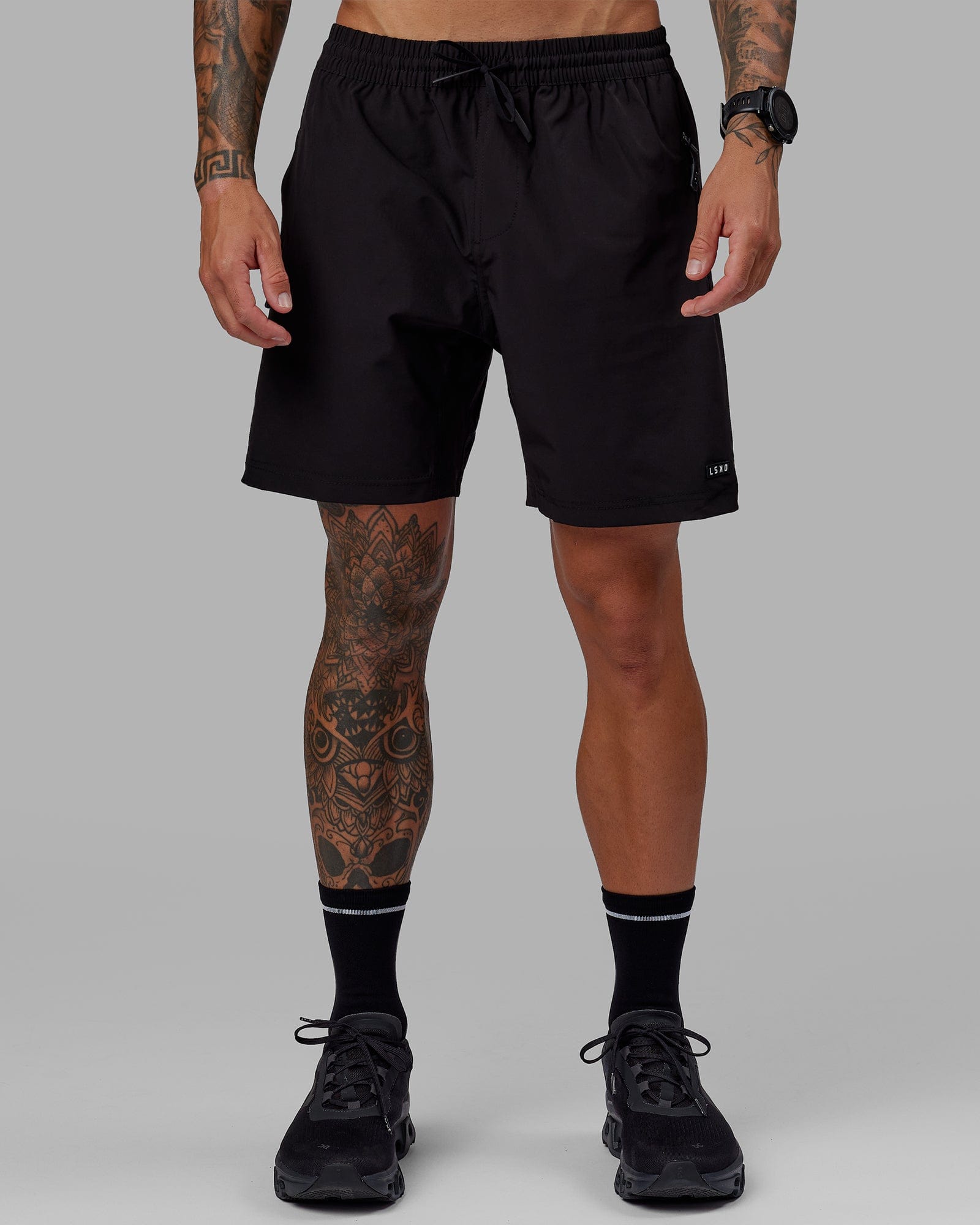 Rep 7" Performance Shorts - Black-White | LSKD