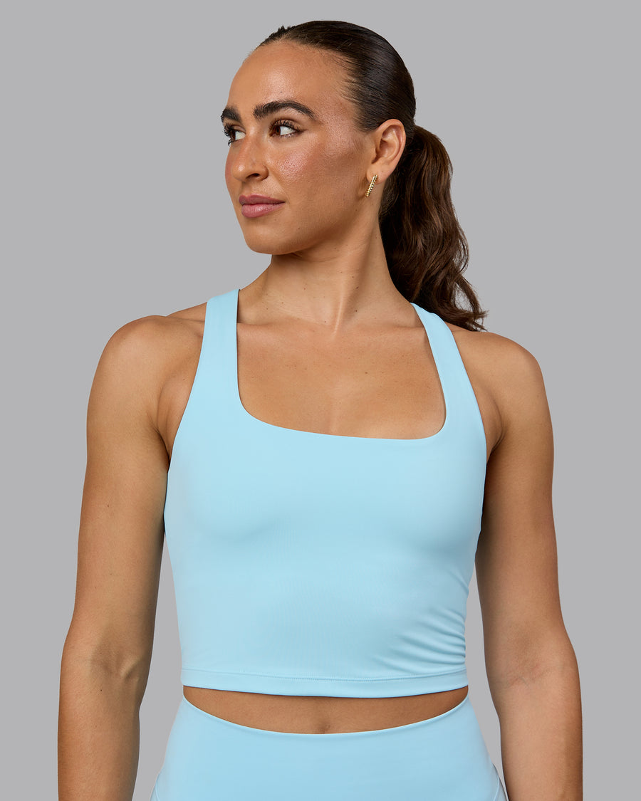 Staple Square Neck Active Shelf Bra Tank - Crystal Blue | LSKD