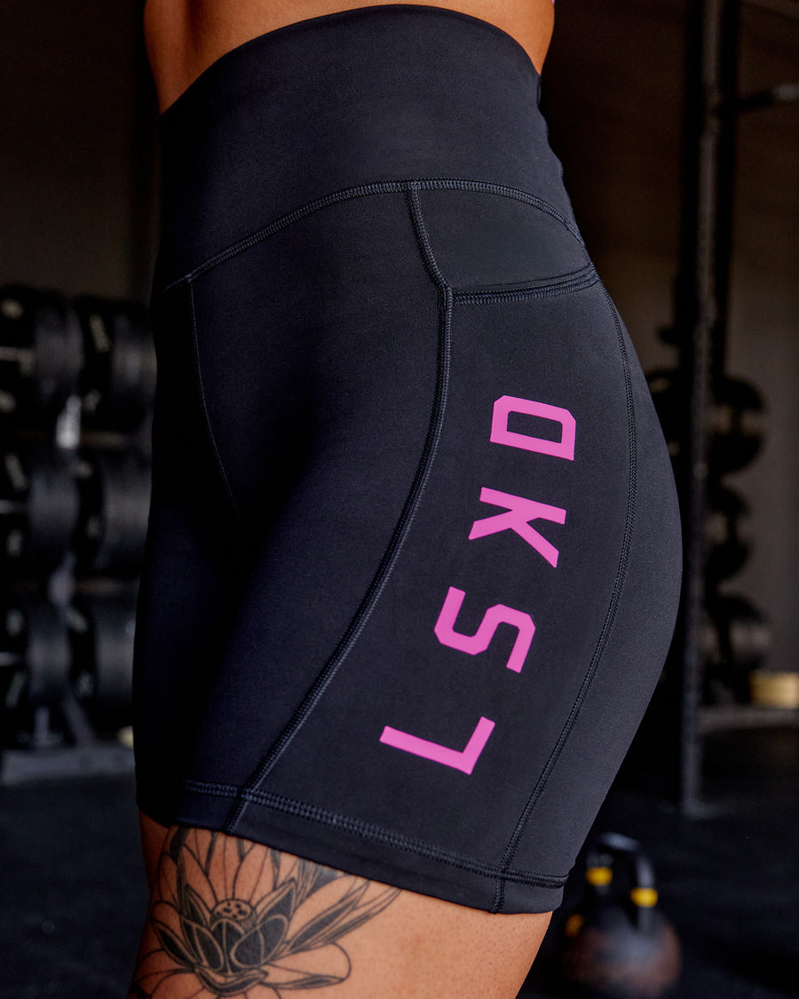 Rep Ultra High-Rise 6" Short Pockets - Black-Ultra Fuchsia | LSKD