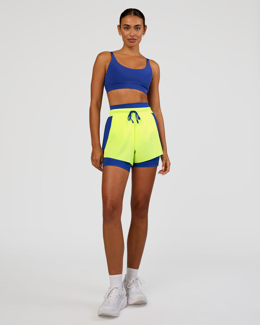 Accelerate 3" High-Rise Running Short - Electric Indigo-Lime Glo | LSKD
