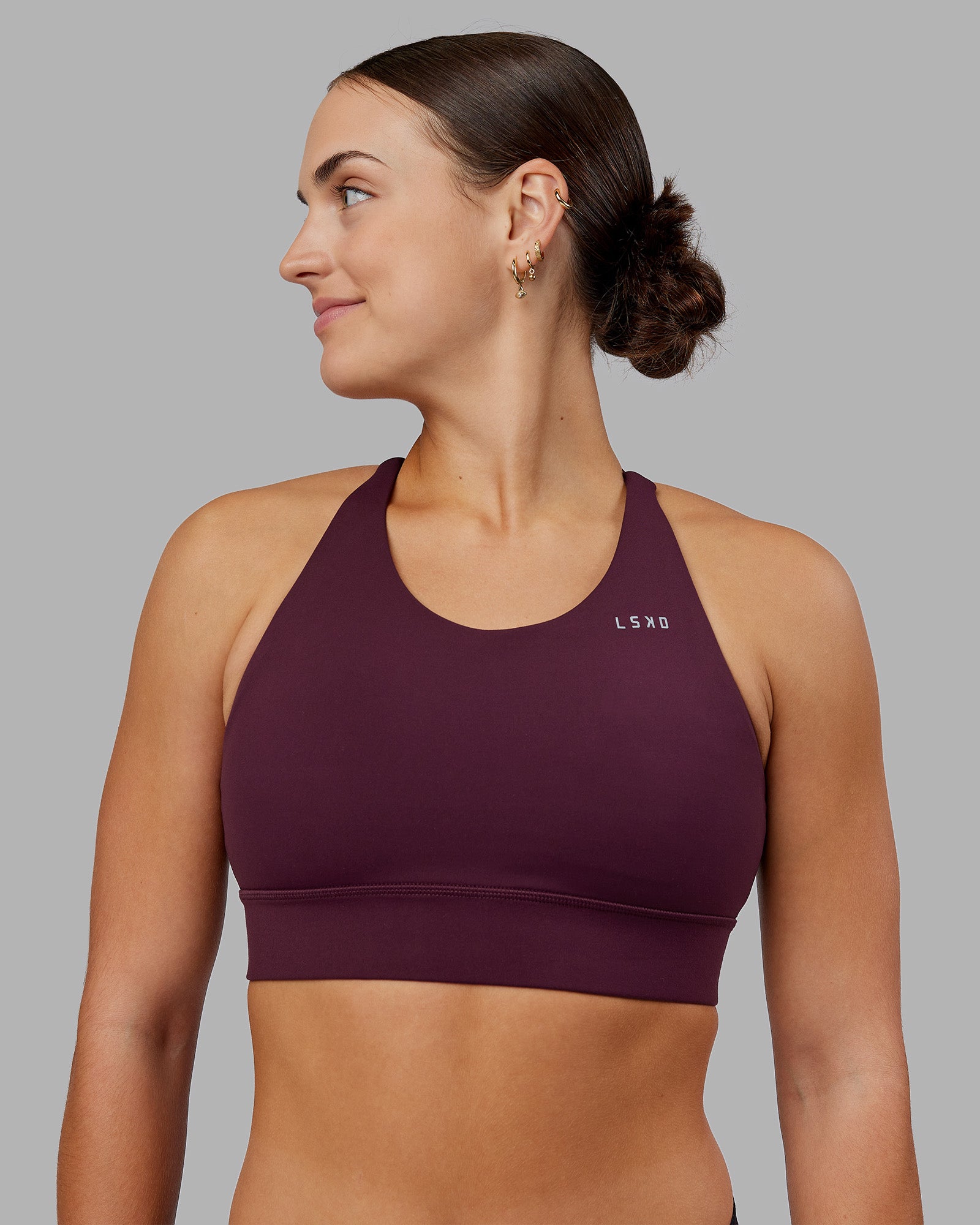 Accelerate Split Strap Sports Bra - Cherry Lacquer | LSKD