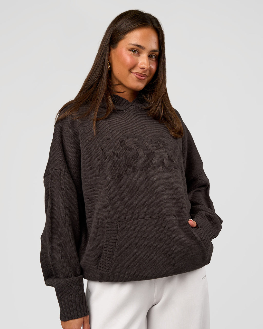 All Day Active Knitted Hoodie - Dark Storm | LSKD