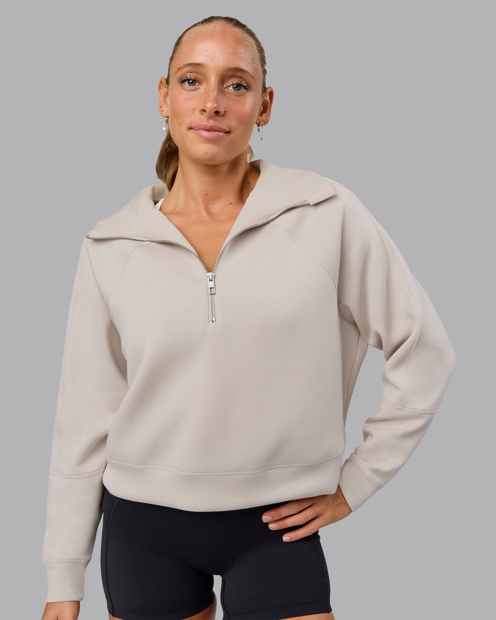 Elevate SoftTouch 1/2 Zip Sweater - Shale Beige | LSKD