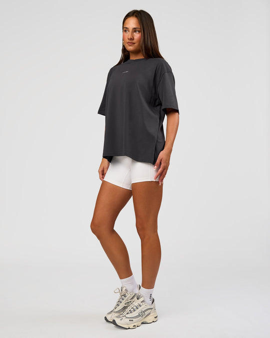 Go-To FLXCotton Oversized Tee - Dark Storm-White | LSKD