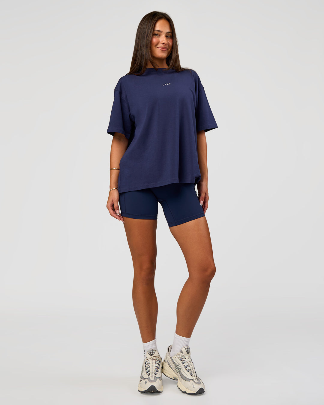 Go-To FLXCotton Oversized Tee - Future Navy-White | LSKD