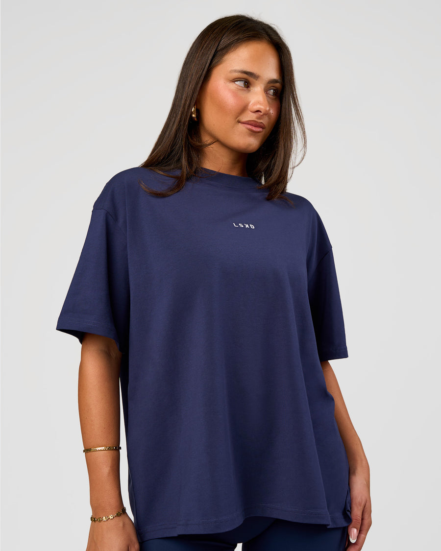 Go-To FLXCotton Oversized Tee - Future Navy-White | LSKD