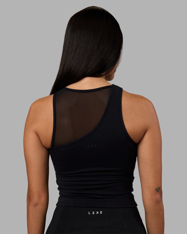 Motion Mesh Shelf Bra Tank - Black | LSKD