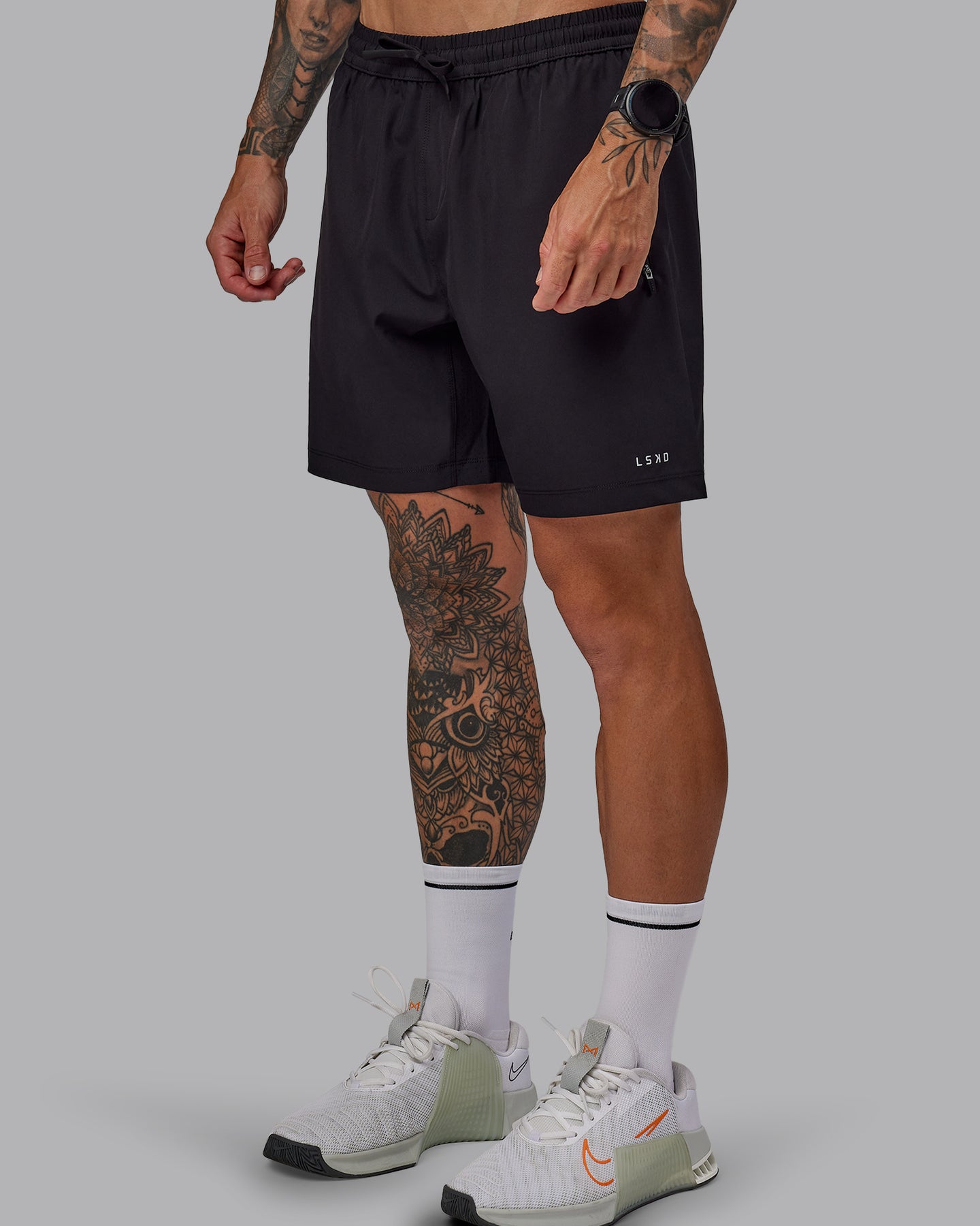 Rep 7" Performance Shorts - Black-White | LSKD