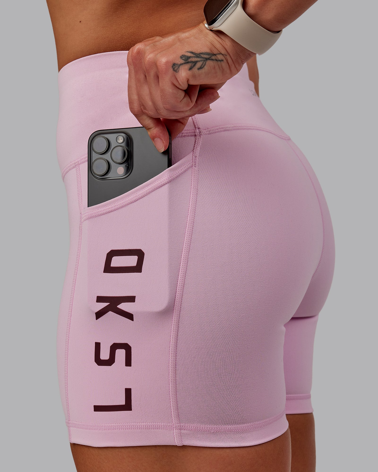 Rep Ultra High-Rise 4" Mini Bike Short Pockets - Marshmallow-Cherry Lacquer | LSKD