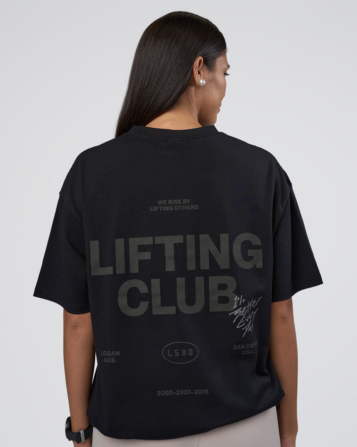 Unisex Lifting Club FLXCotton Tee Oversize - Black-Black | LSKD